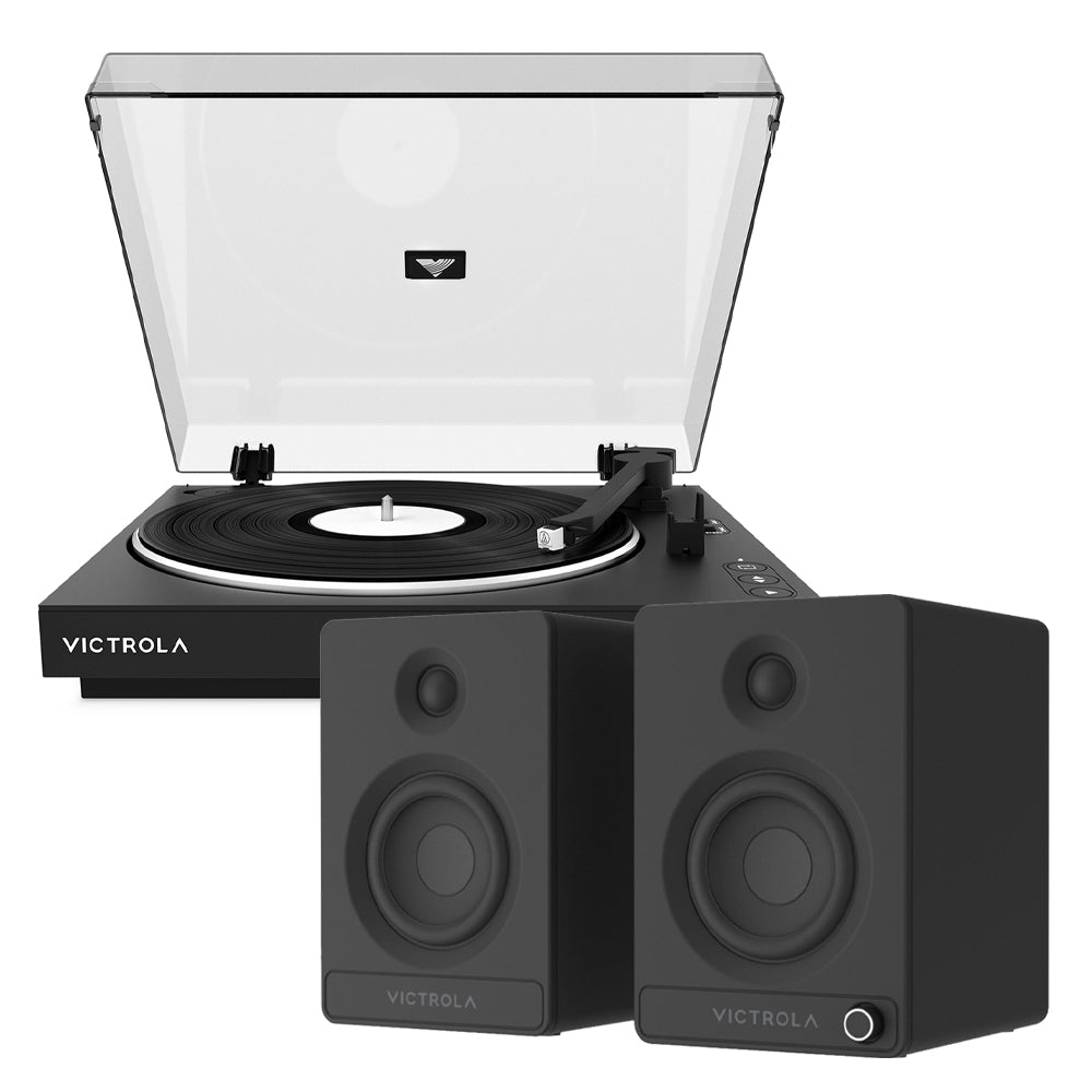 Victrola Automatic Turntable + Victrola Tempo Bookshelf Speakers Bundl ...